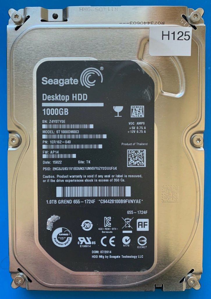 ST1000DM003 1ER162-040 Z4Y0TY0E AP14 TK SEAGATE SATA 1000GB 100724095 ...